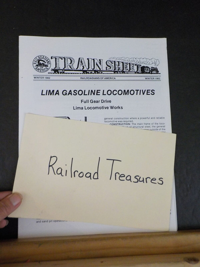 Train Sheet Railroadians Of America 1982 Winter Lima Gasoline Locomoti ...