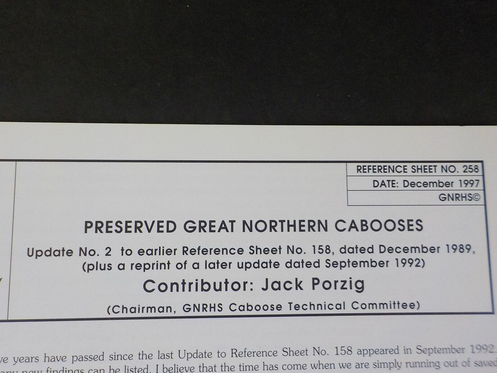 Great Northern Goat Reference Sheet #258 December 1997 Preserved Caboo ...