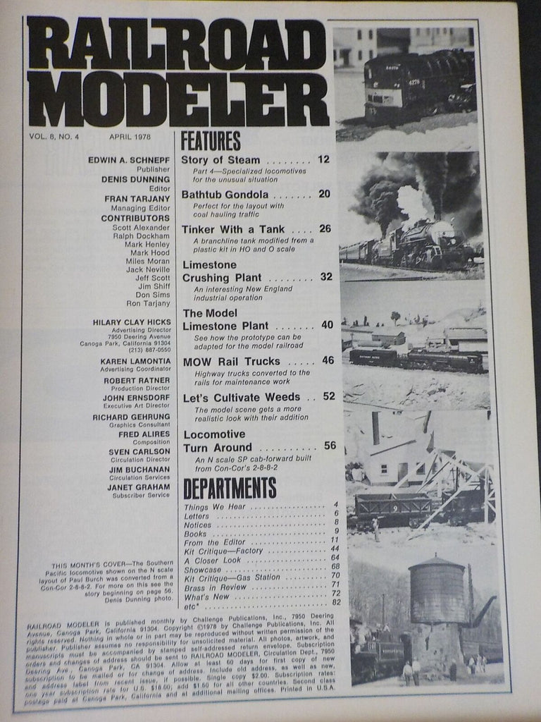 Railroad Modeler 1978 April Vol 8 #4 Limestone plant MOW railtrucks Go ...