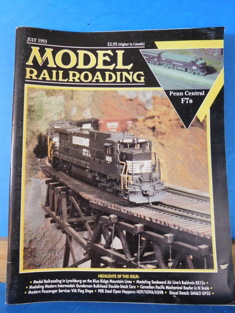 Model Railroading 1993 July Penn Central F7s SAL RS12s Gunderson Bulkh ...