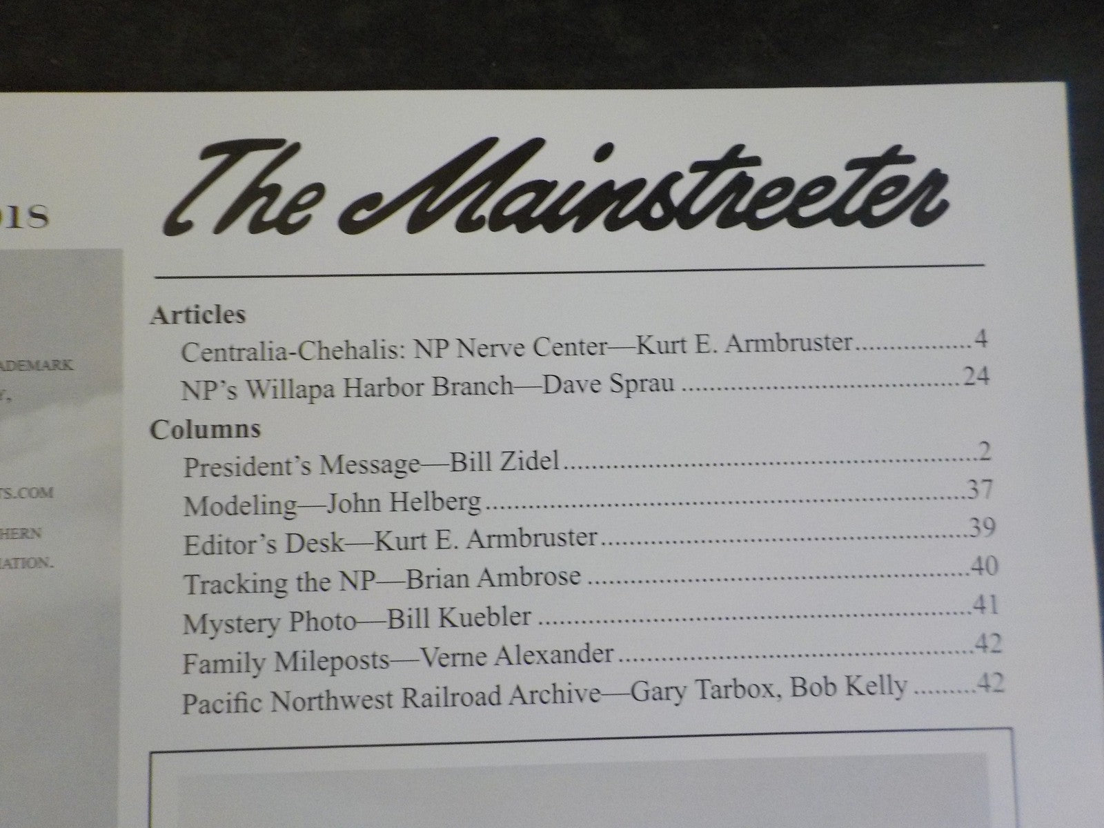 The Mainstreeter Northern Pacific Ry Historical Society Vol 37 #2 2018 ...