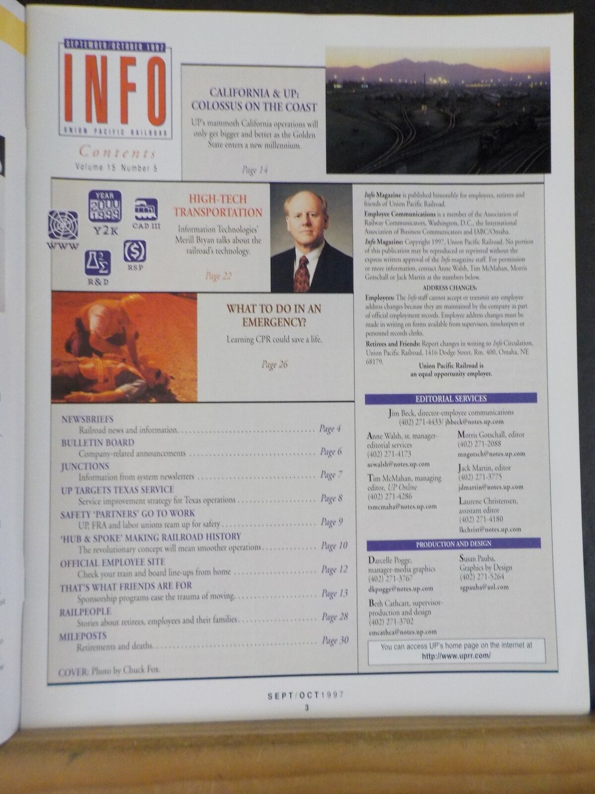 INFO Magazine Union Pacific Railroad 1997 September Oct Employee Calif ...