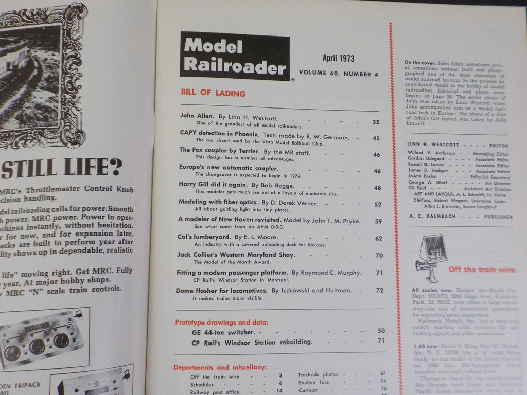 Model Railroader Magazine 1973 April John Allen CAPY detection in Phoe ...