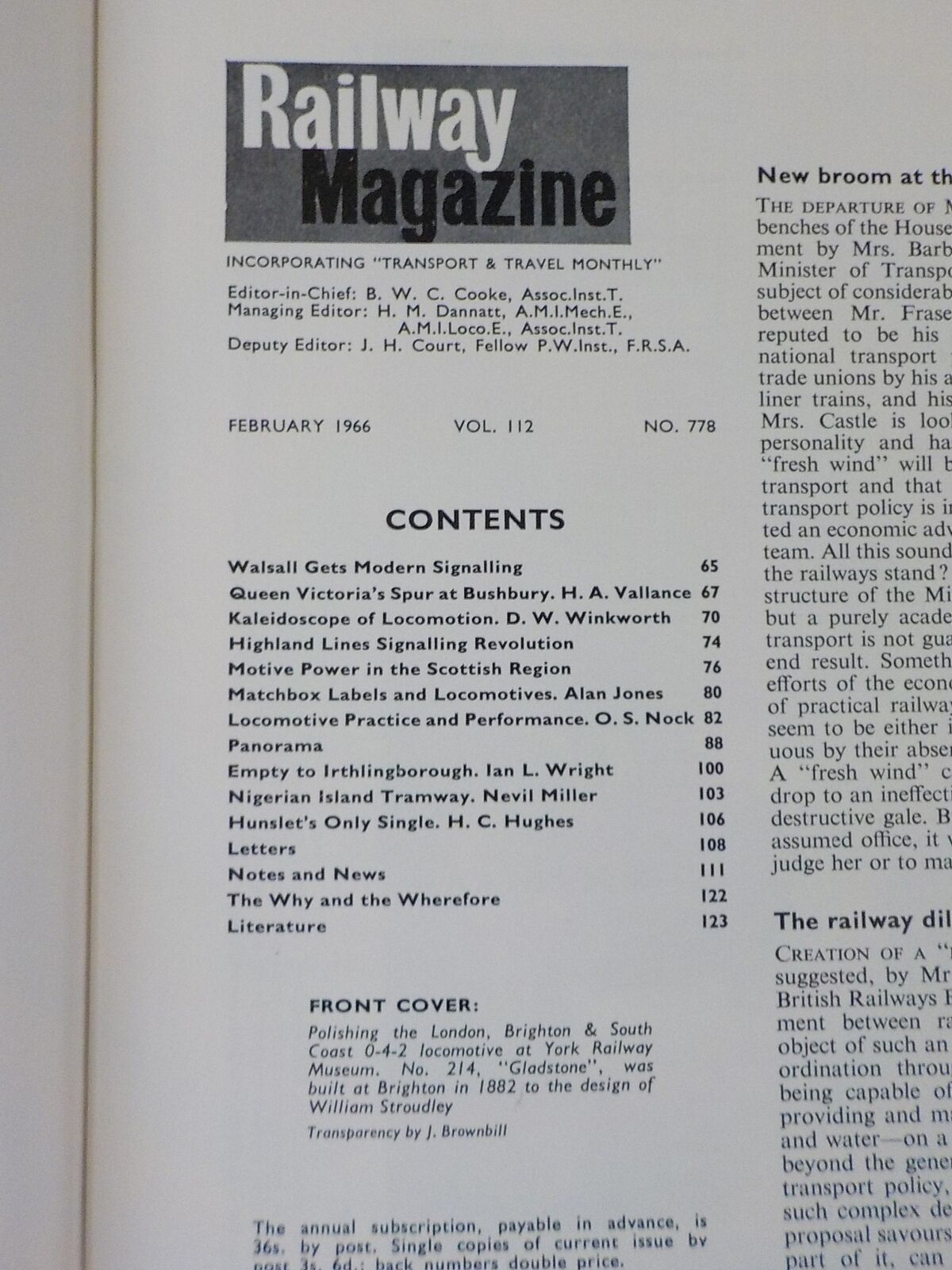 Railway Magazine 1966 February Walsall Gets Modern Signalling Highland ...