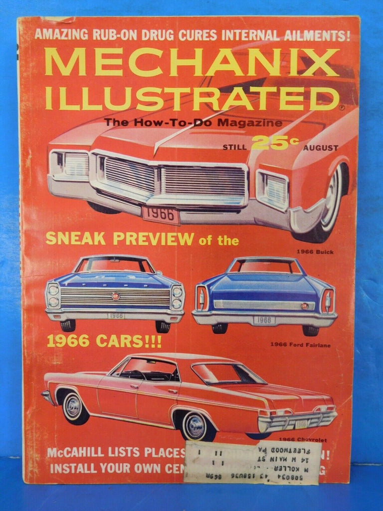Mechanix Illustrated 1965 August Sneak preview of the 1966 cars ...