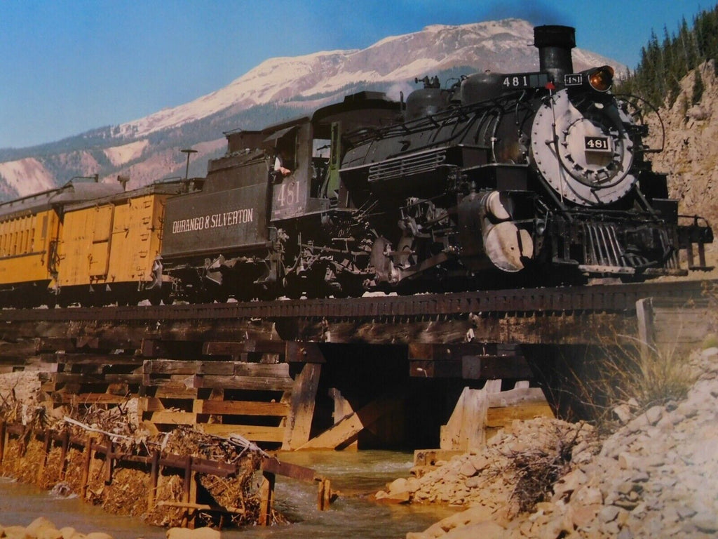 Print Durango & Silverton Locomotive #481 with passenger cars at Silve ...
