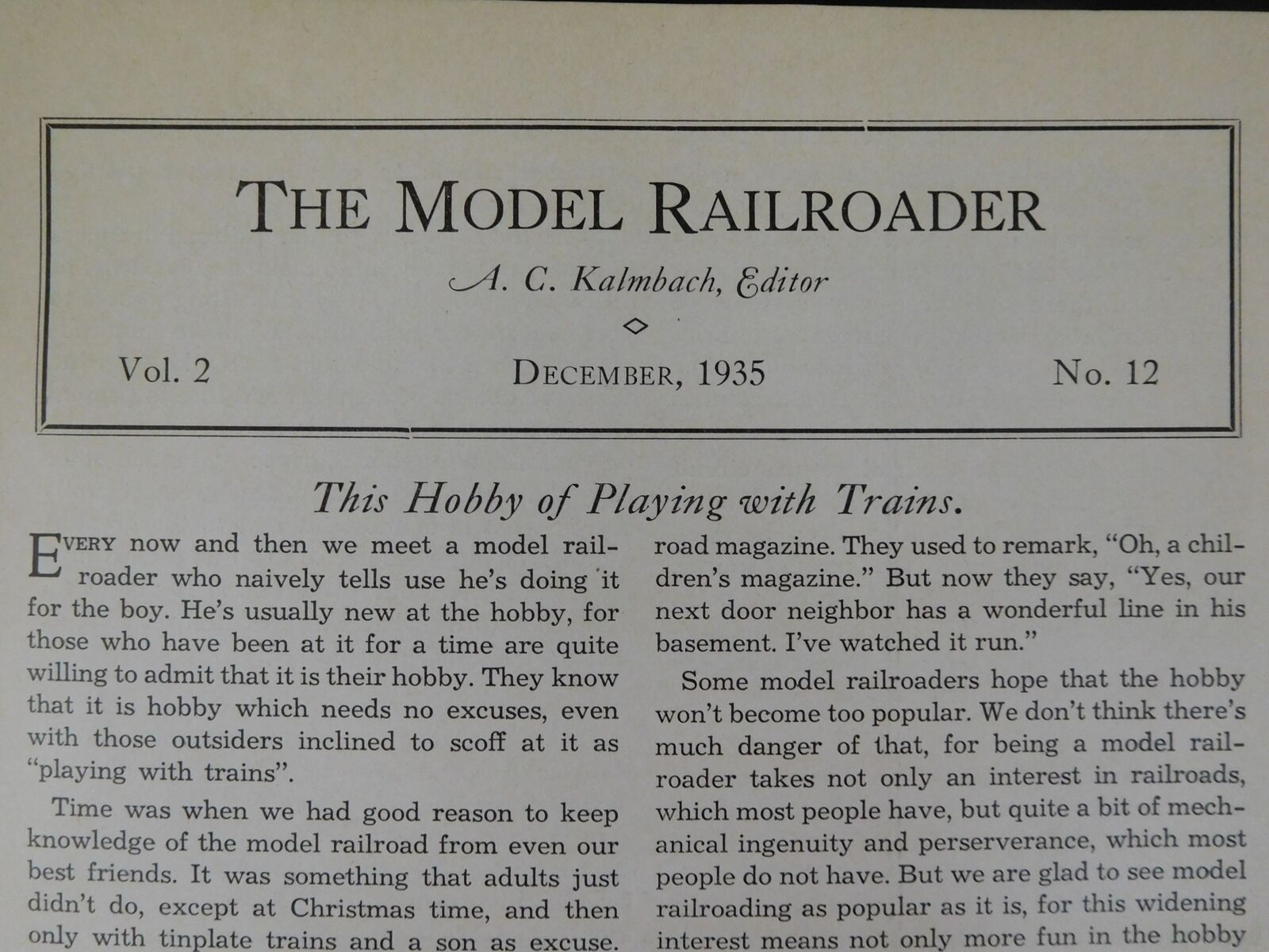Model Railroader Magazine 1935 December Low resistance return circuits ...