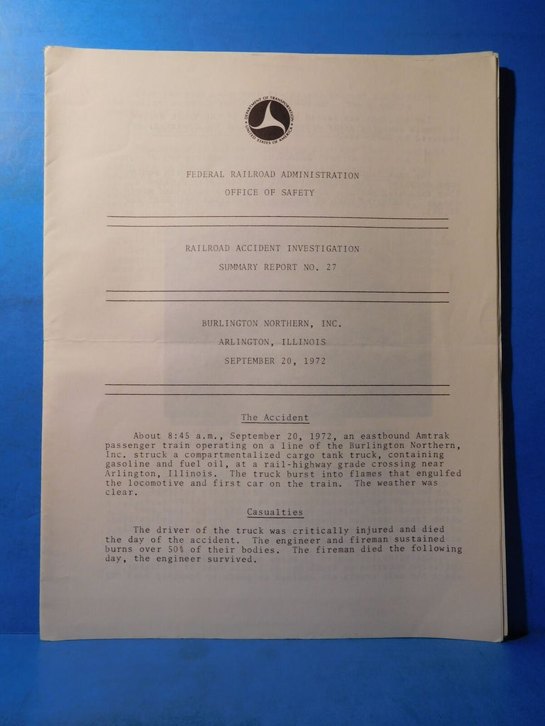 Railroad Accident Investigation Report #27 Burlington Northern 1972 ...