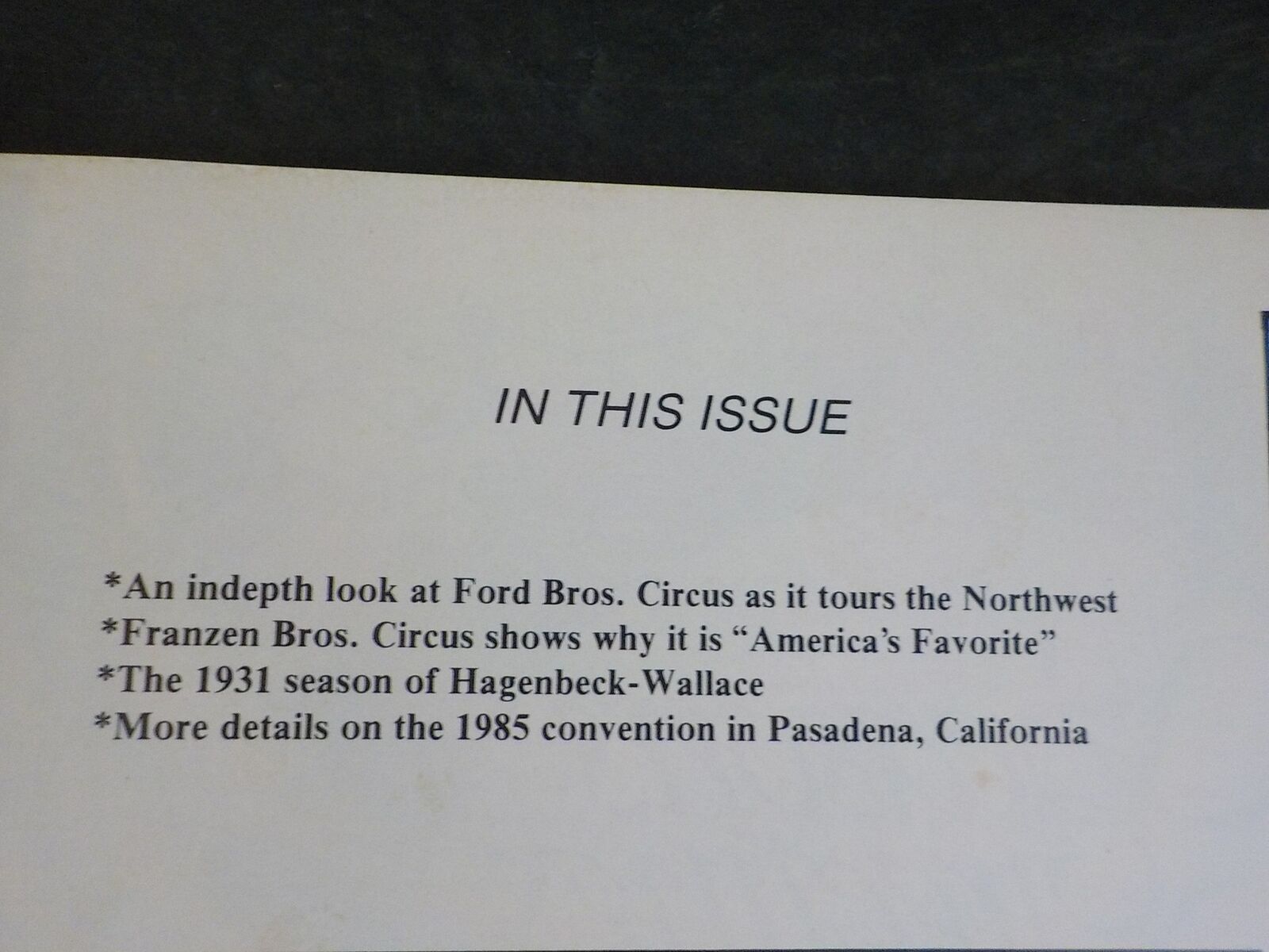 White Tops Circus Magazine 1984 November December Ford Circus ...