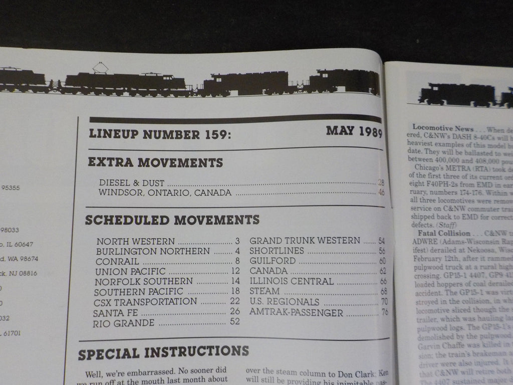 CTC Board Railroads Illustrated #159 May 1989 Western Pacific Diesel ...