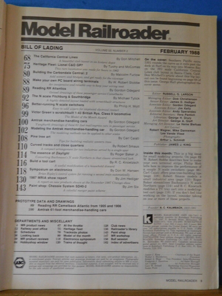 Model Railroader Magazine 1988 February California Central Lines Amtra ...