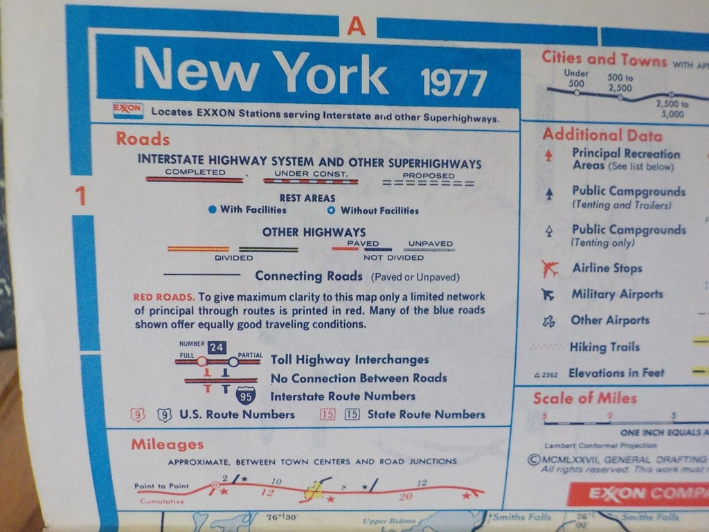Map New York State Exxon Road map 1977 – RailroadTreasures