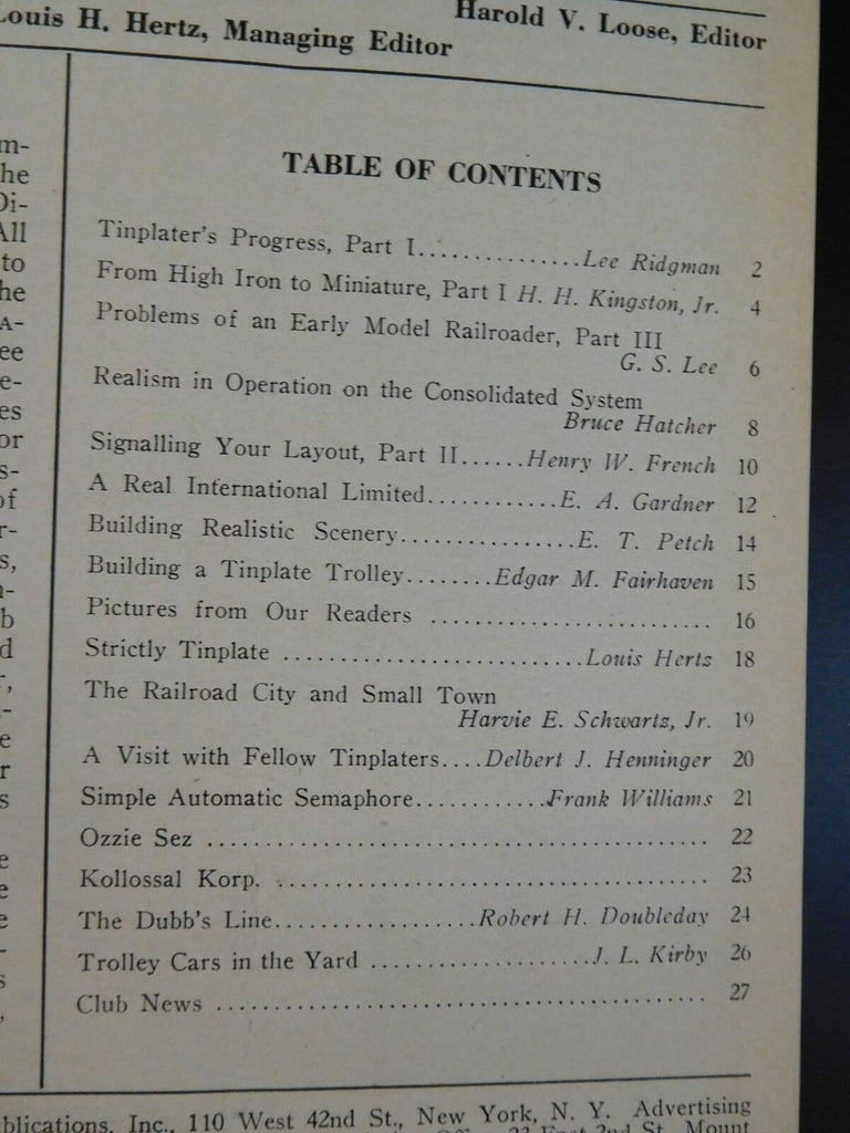 Miniature Railroading 1939 January Vol 1 #4 Magazine Hertz Signalling ...