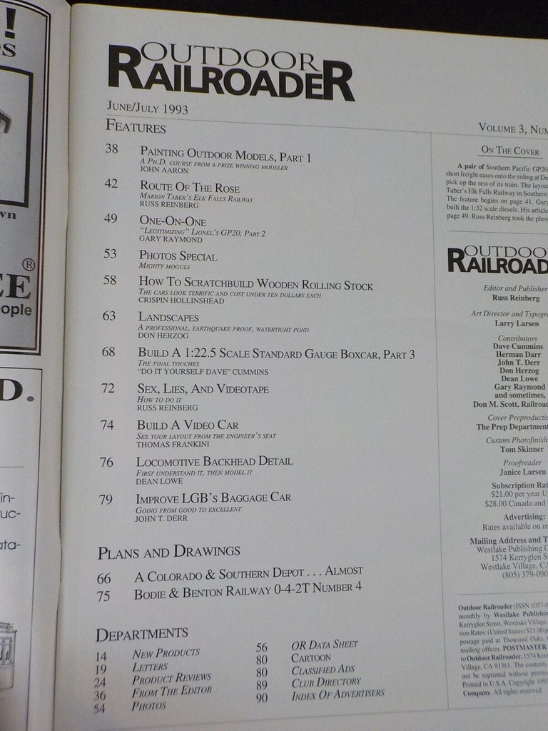 Outdoor Railroader Magazine 1993 June July How to Paint Outdoor Models ...