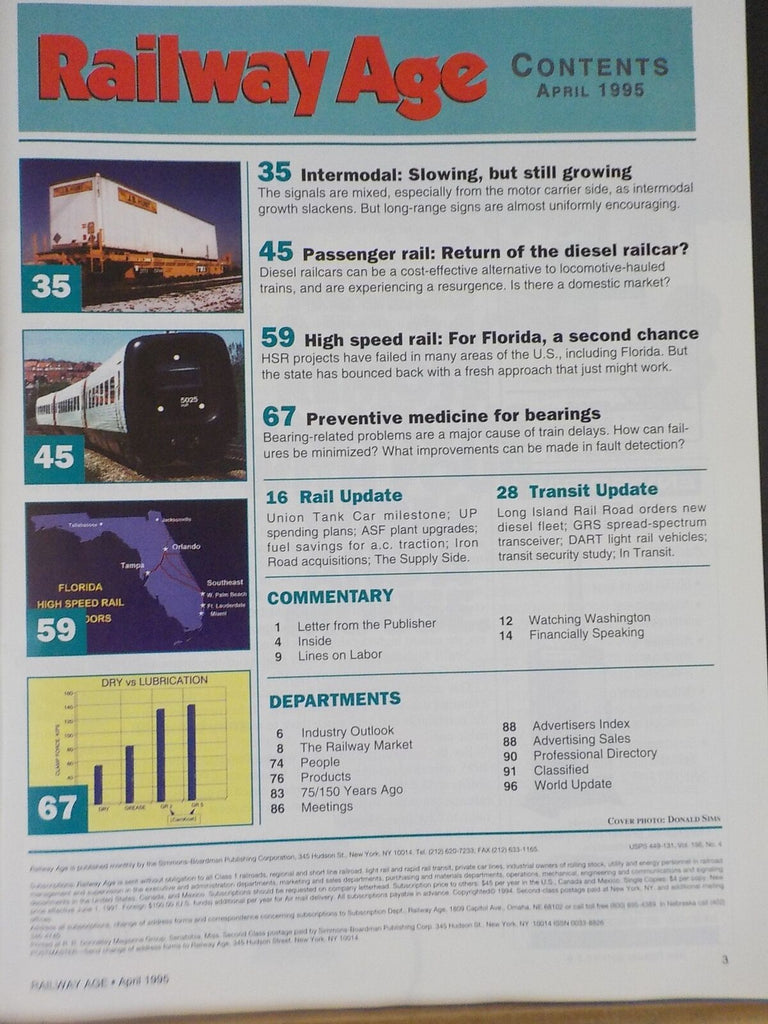 Railway Age 1995 April Passenger rail: Return of the diesel railcar?In ...