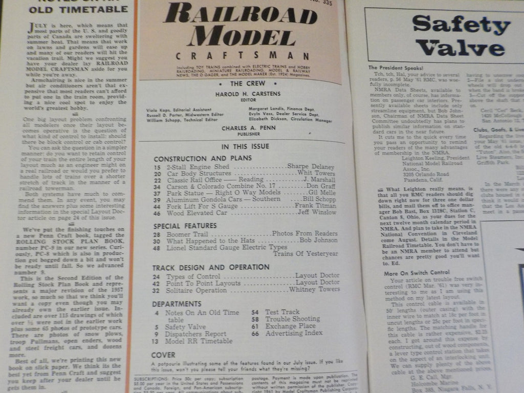 Railroad Model Craftsman Magazine 1961 July RMC Engine shsed EL Car 11 ...