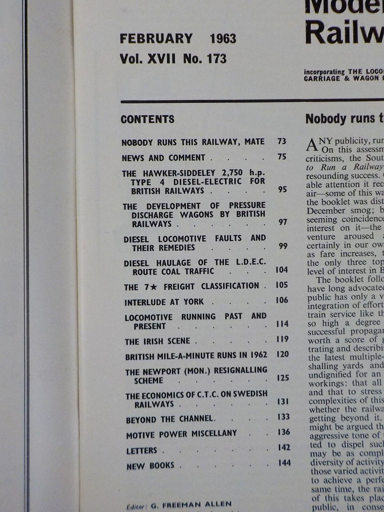 Modern Railways 1963 February Hawker-Siddeley 2,750 H.P. Type 4 Diesel ...