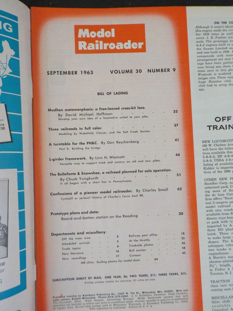 Model Railroader Magazine 1963 September Planning detailing the railro ...
