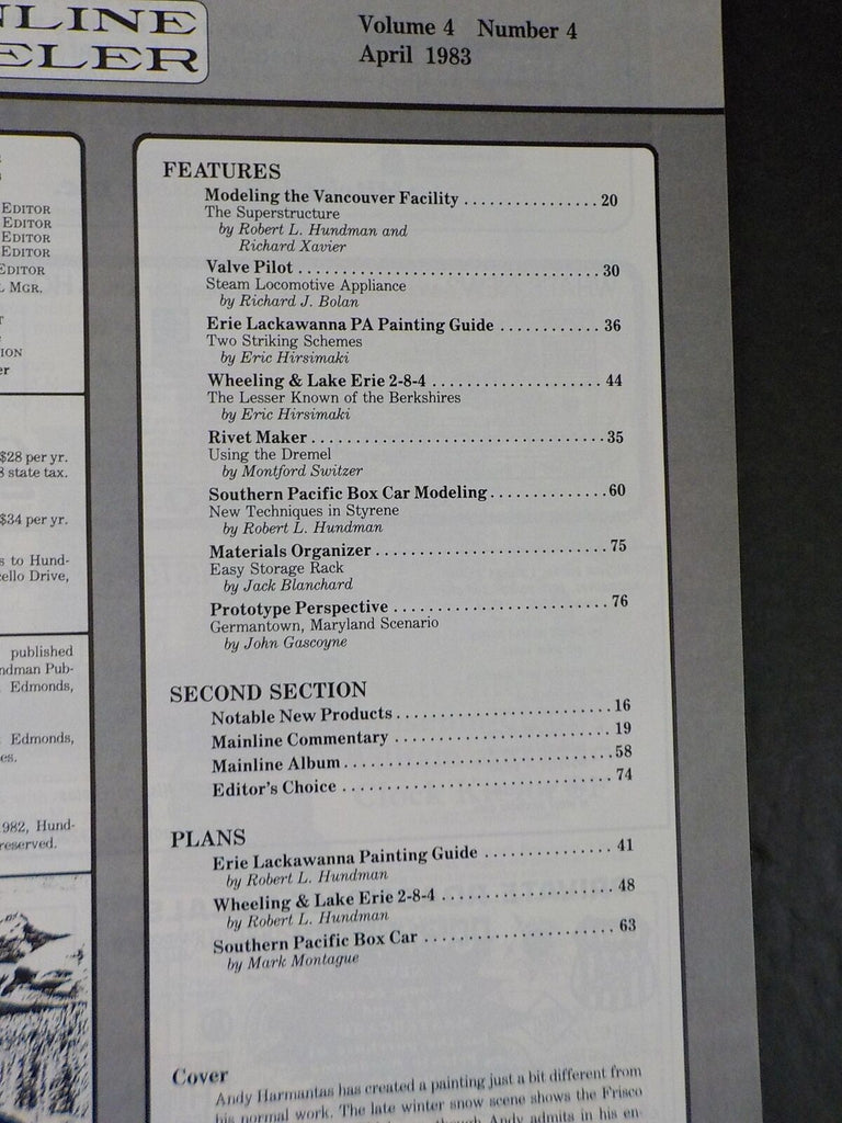 Mainline Modeler 1983 April Vancouver facility Erie Lackawanna PA Pain ...