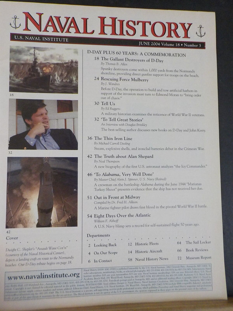 Naval History Magazine 2004 June U.S. Naval Institute D-Day Plus 60 Ye ...