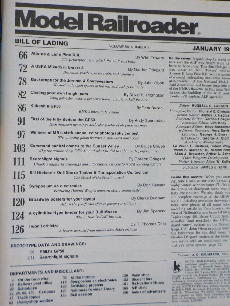 Model Railroader Magazine 1983 January EMD GP50 drawings Construction ...