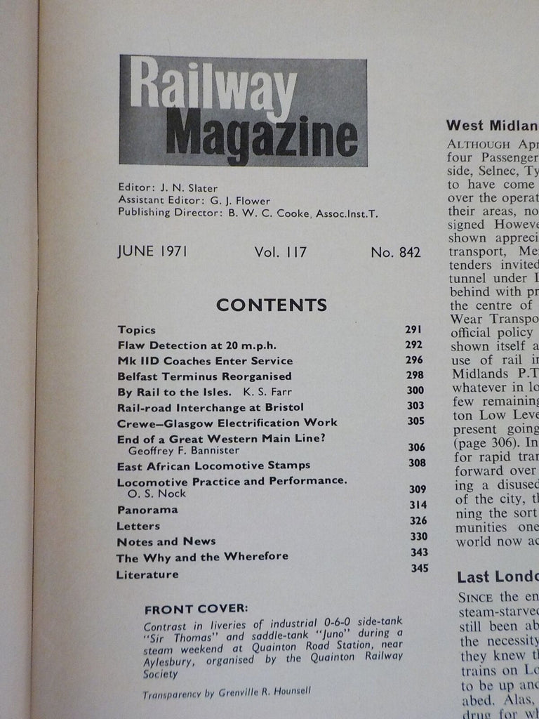 Railway Magazine 1971 June Flaw Detection at 20 mph Mk 11D Coaches Ent ...