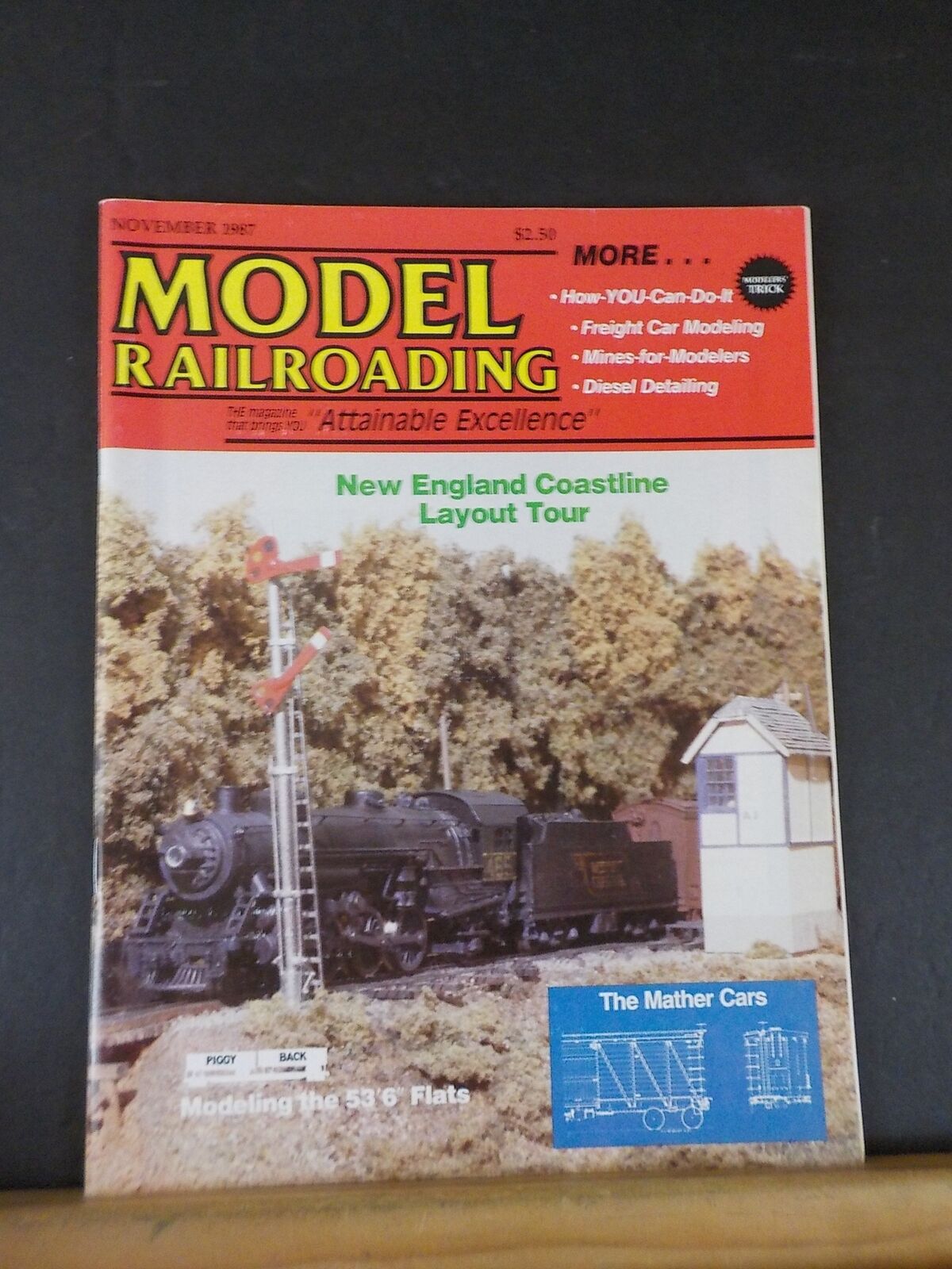 Model Railroading 1987 November Mather Cars Box cars on color ACF Hi c ...