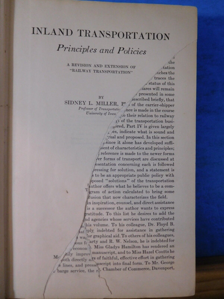 Inland Transportation, Principles and Policies by Miller 1933 ...