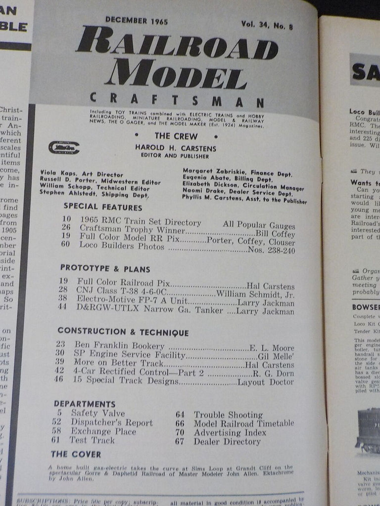 Railroad Model Craftsman Magazine 1965 December CNJ 774 Trolley contro ...