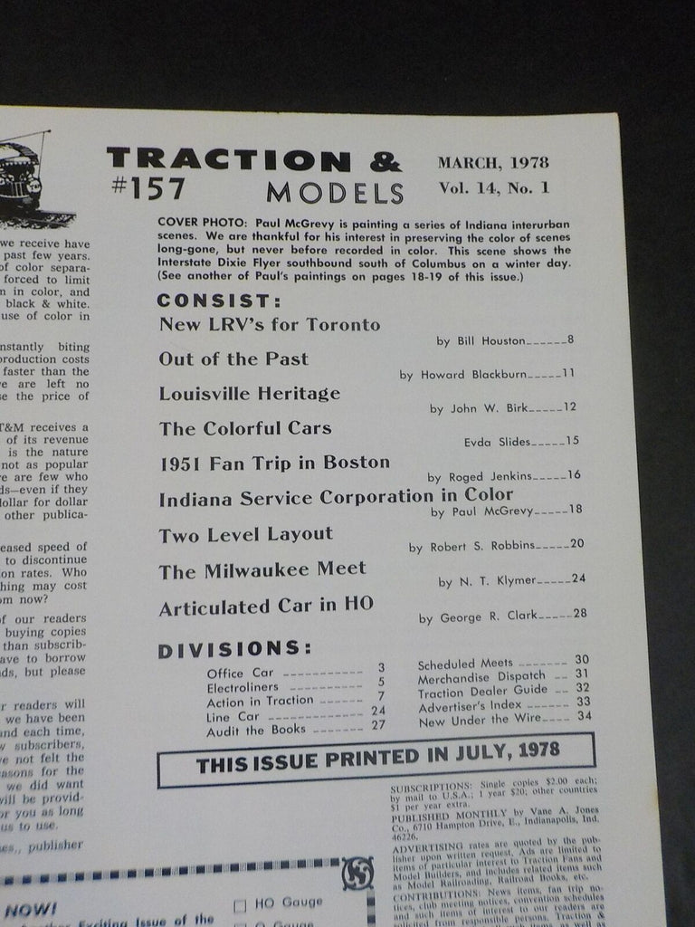 Traction & Models #157 1978 March Seventh Toronto Louisville Boston ...
