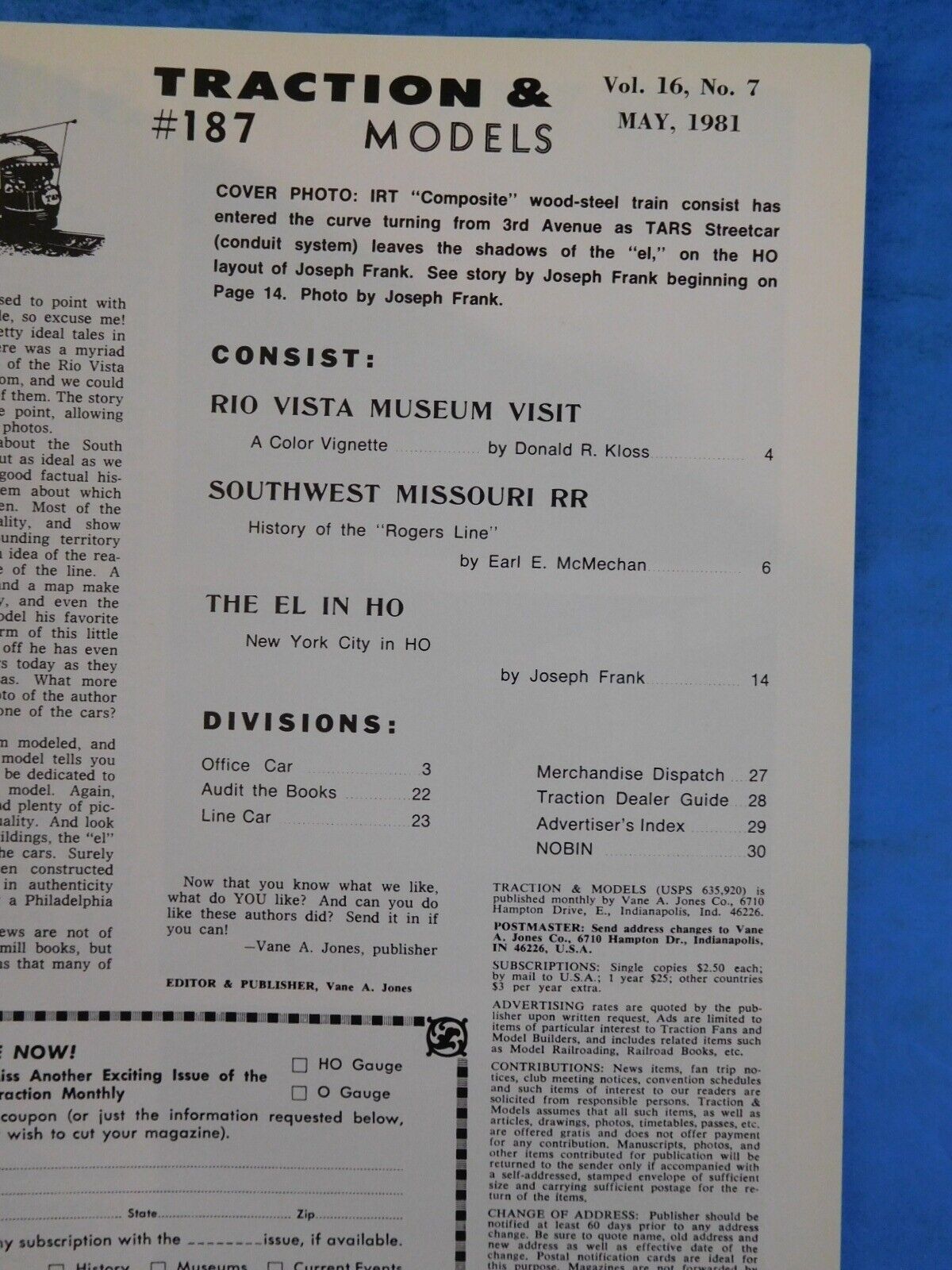Traction & Models #187 1981 May Southwest Missouri RR Rogers Line EL i ...