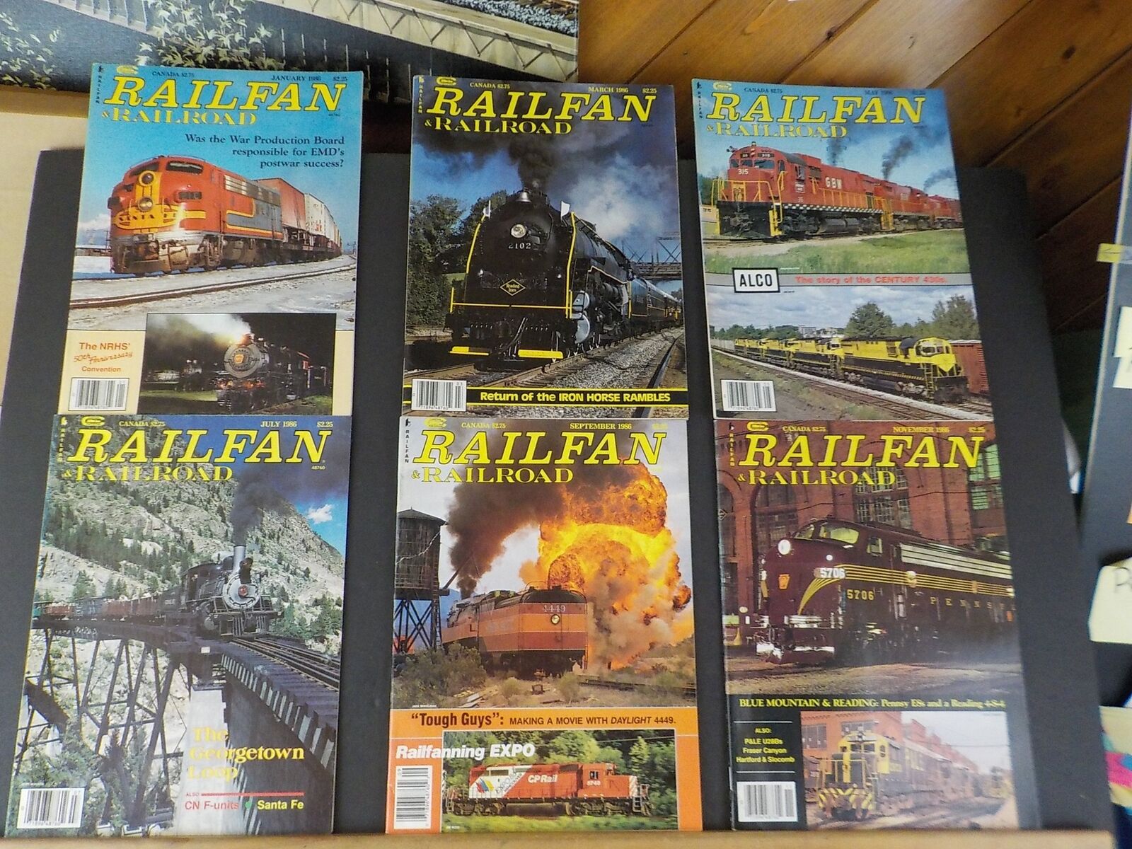 Railfan & Railroad Magazine Complete Year 1986 Complete Year 6 issues ...