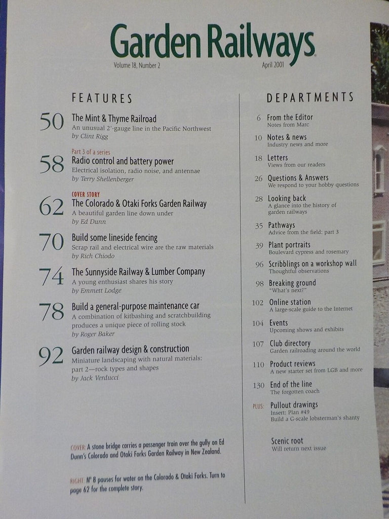 Garden Railways Magazine 2001 April PLANS Lobsterman shanty Lineside f ...