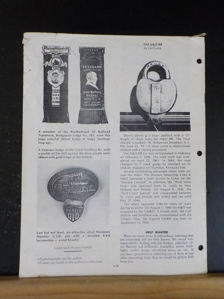 Key Lock and Lantern Magazine #51 Spring 1979 Dining car service plate ...