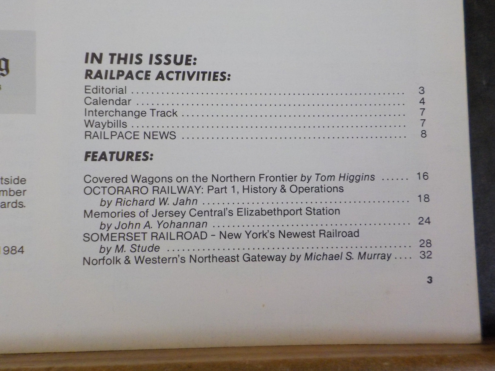 Rail Pace News Magazine 1984 February RailpaceTP&W Octoraro Railway Hi ...