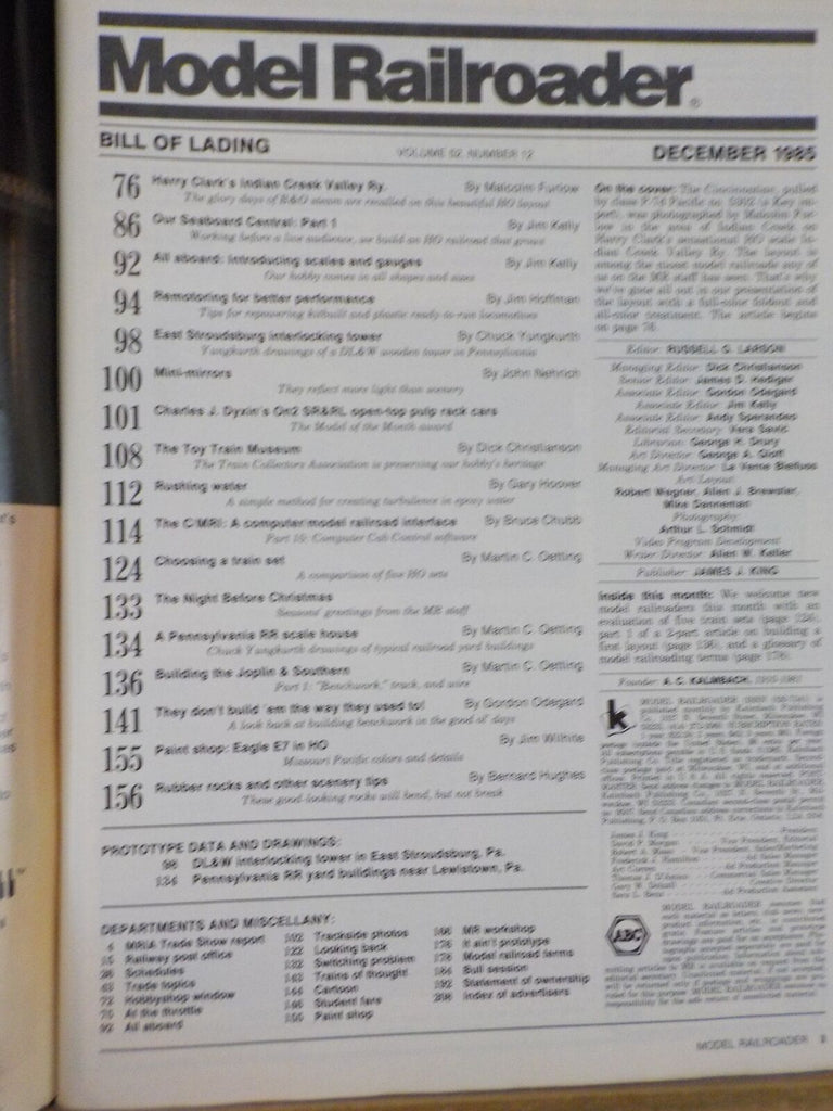 Model Railroader Magazine 1985 December HArry Clark Indian Creek Valle ...