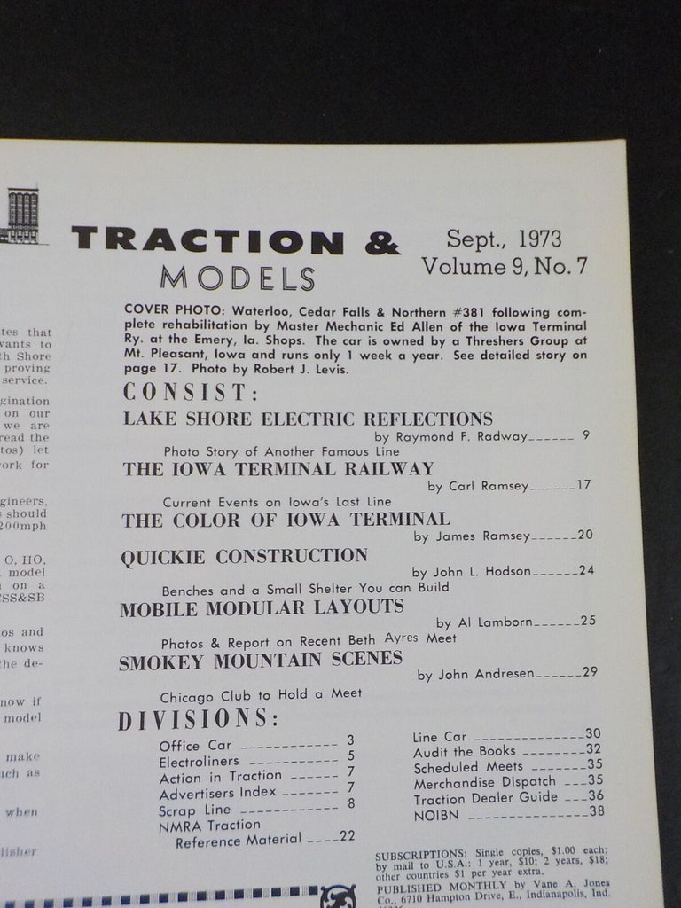 Traction & Models 1973 September Lake Shore Electric Iowa Trminal Modu ...