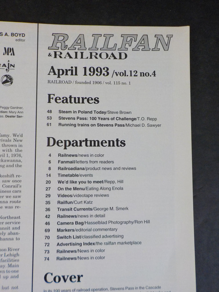 Railfan & Railroad Magazine 1993 April Stevens Pass Celebrates 100 Yea ...