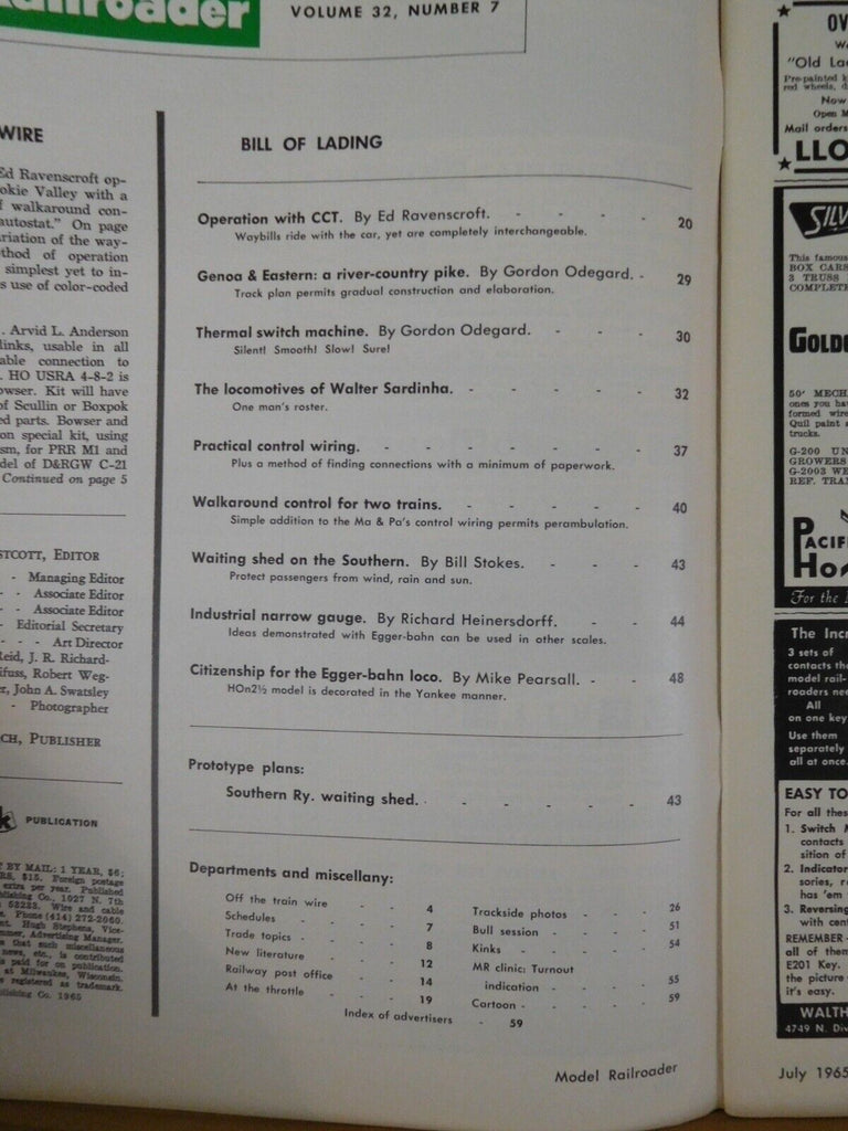 Model Railroader Magazine 1965 July Color coded tacks for simplified o ...