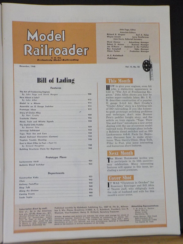 Model Railroader Magazine 1948 December Freelanding engines Making a l ...