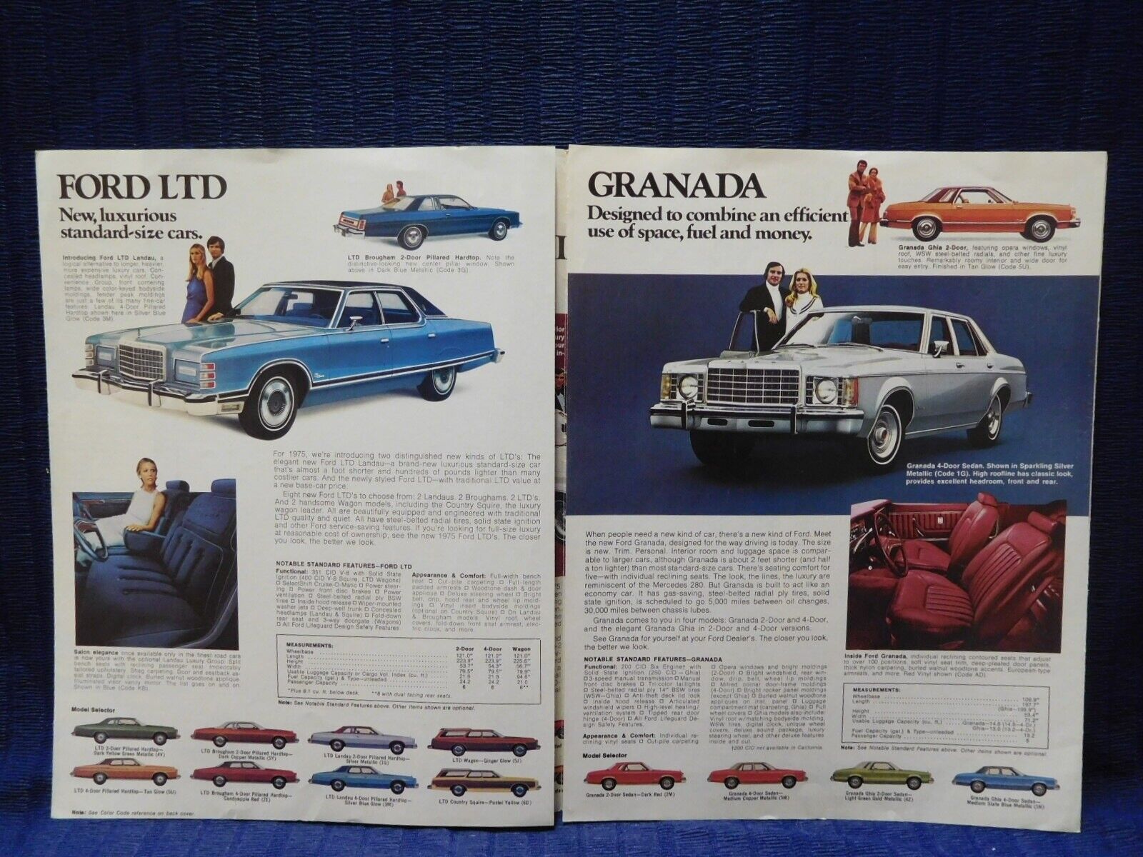 Ford 1975 original sales brochure Complete Car line for 1975 Thunderbi ...