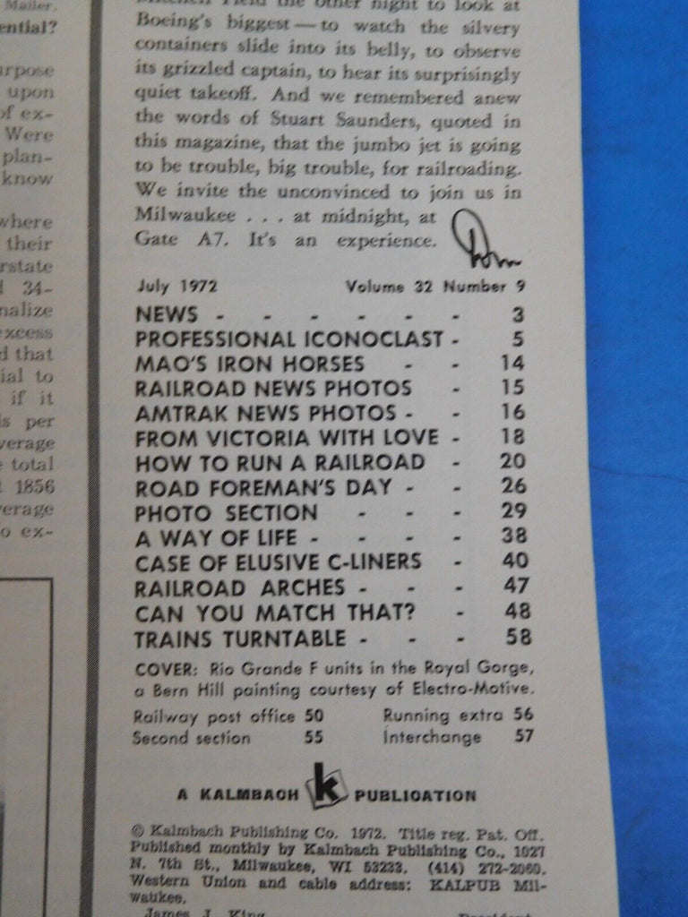 Trains Magazine 1972 July How to run a railroad Road Foremans day ...
