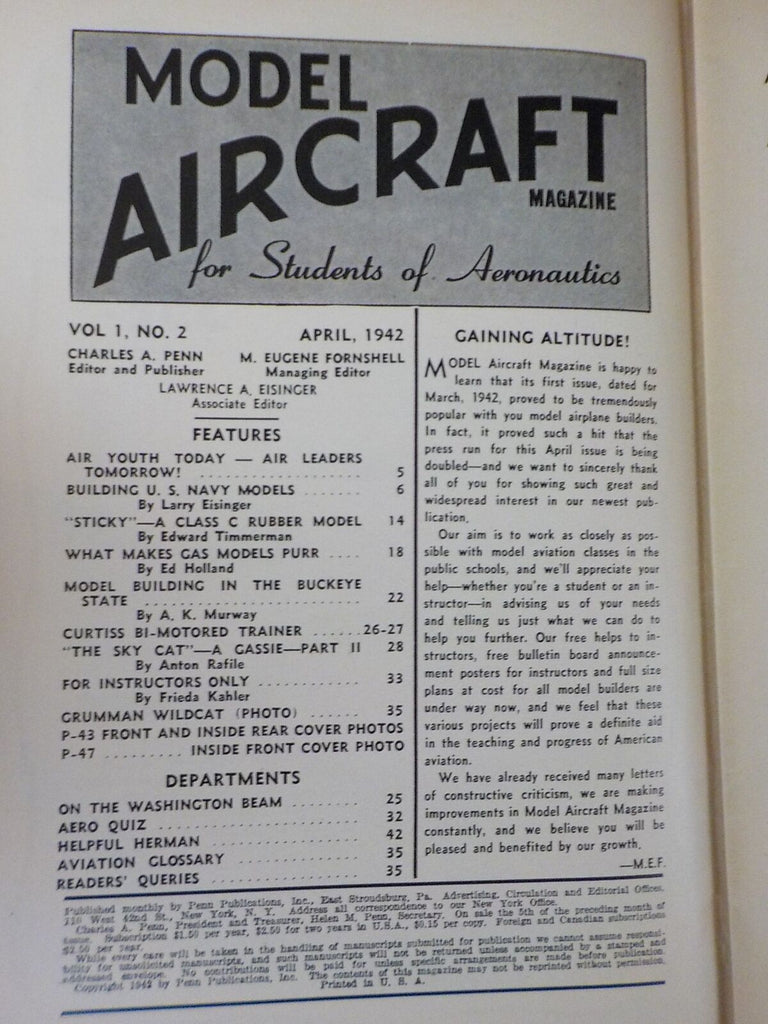 Model Aircraft Magazine 1942 April What makes gas engines purr Aids to ...