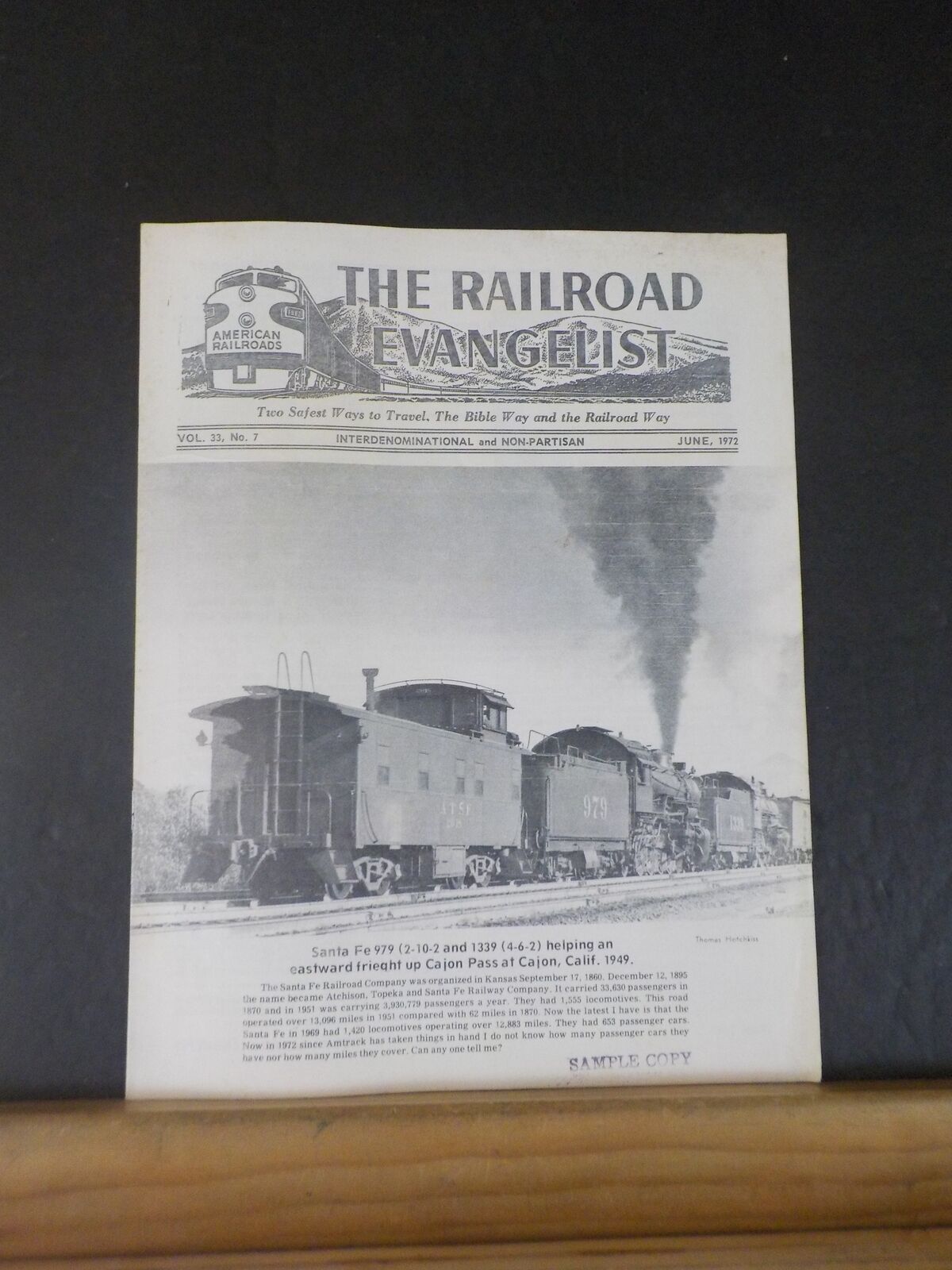 Railroad Evangelist, The 1972 June Sante Fe 979 Sample Copy ...