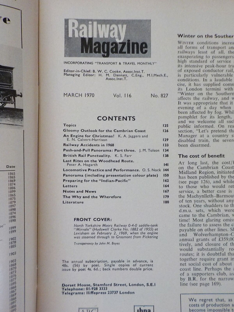 Railway Magazine 1970 March Railway Accidents in 1968 British Rail Pun ...