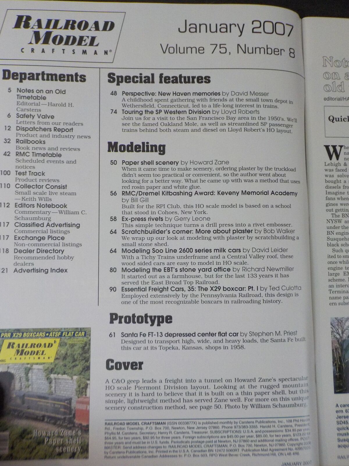 Railroad Model Craftsman Magazine 2007 January RMC Paper shell scenery ...
