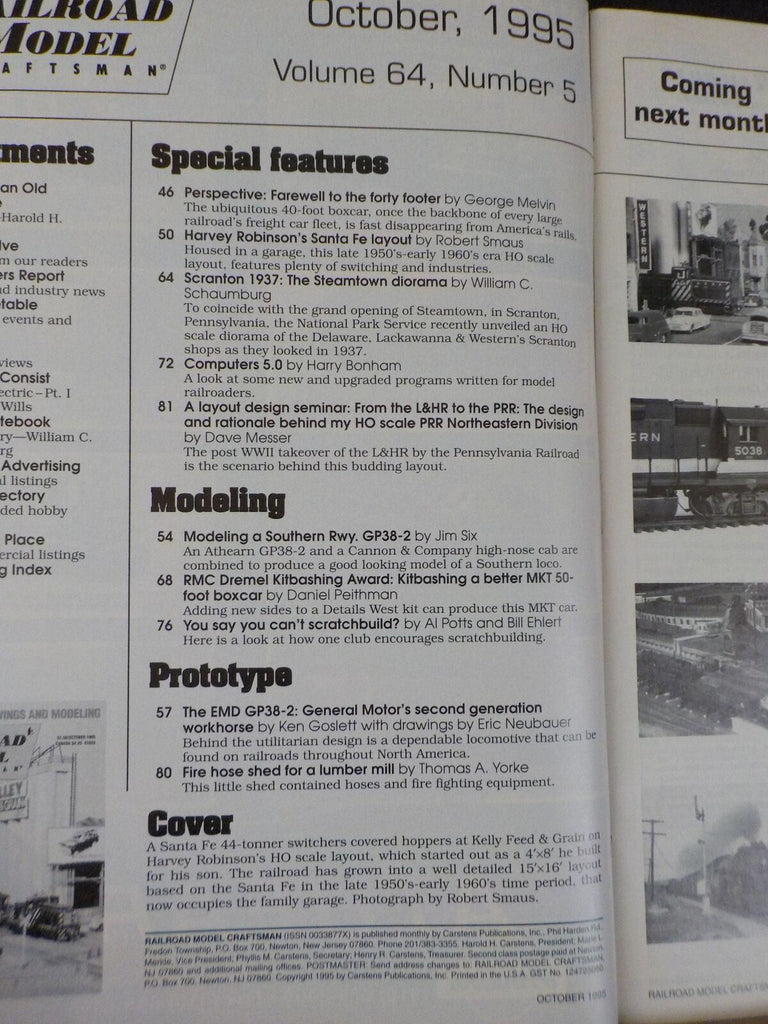 Railroad Model Craftsman Magazine 1995 October GP38-2 scale drawings ...