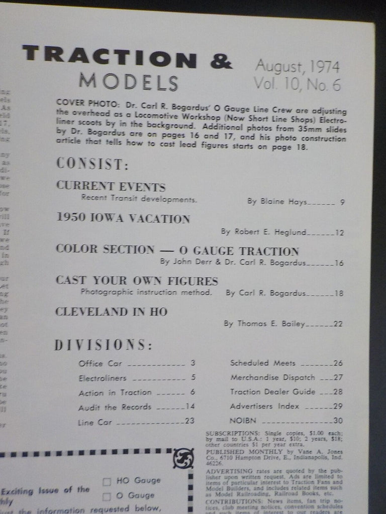 Traction & Models #114 1974 August 1950 Iowa Cleveland in HO Cast figu ...