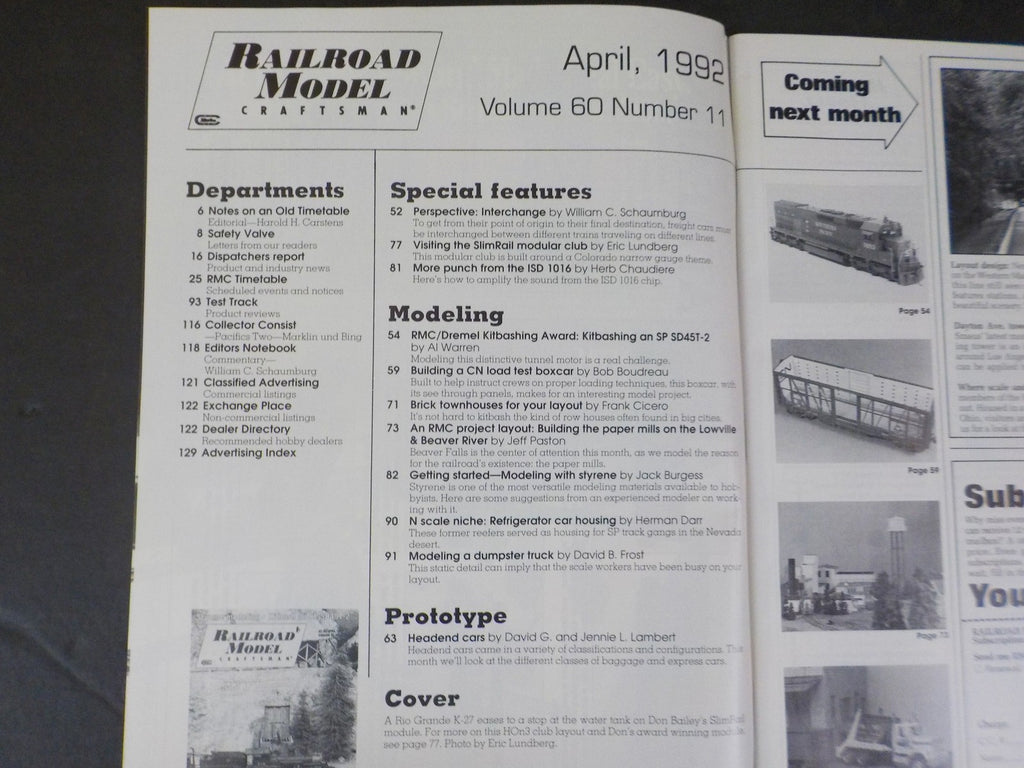 Railroad Model Craftsman Magazine 1992 April Styrene modeling Kitbash ...