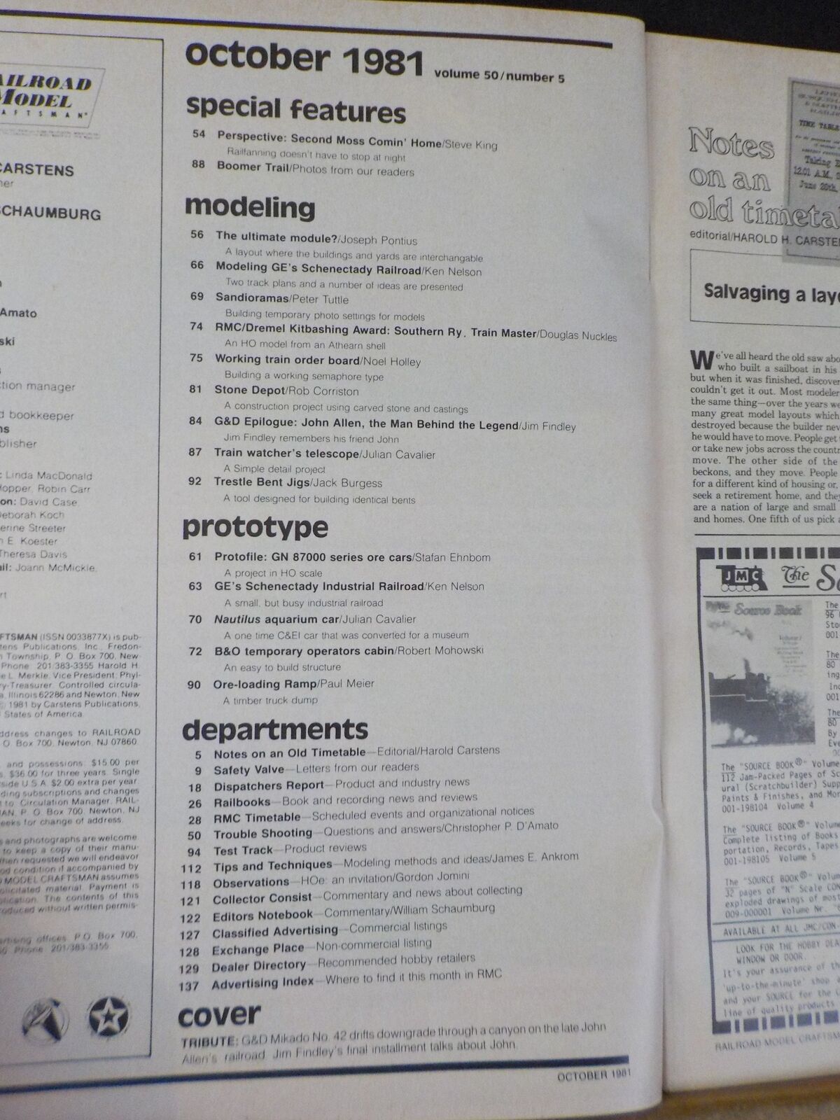 Railroad Model Craftsman Magazine 1981 October Train order board Stone ...